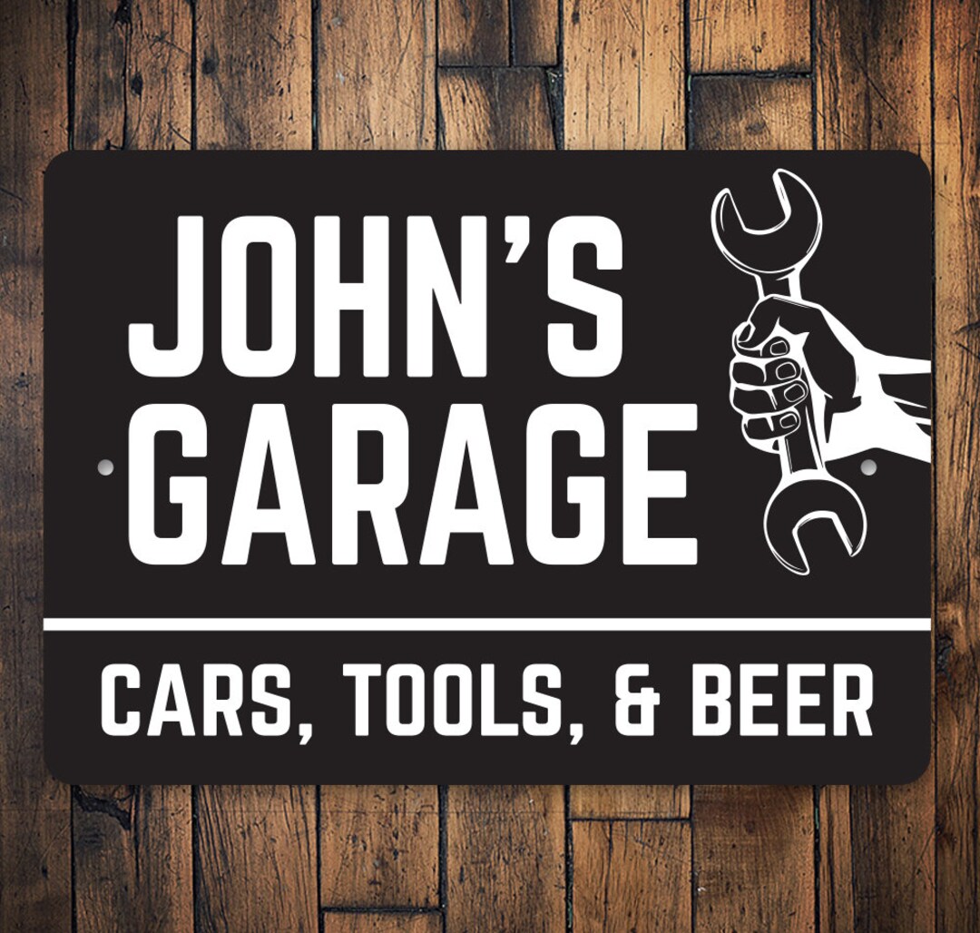Metal Custom Garage Sign, Aluminum Garage Gift, Personal Garage Sign ...