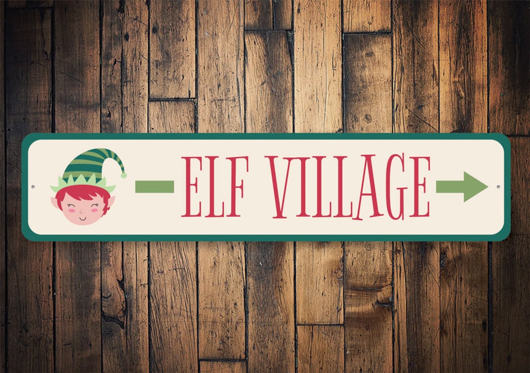 Elf Village Sign, Elf Home Decor, Sign for Elf, Santas Elf Sign, Elf ...