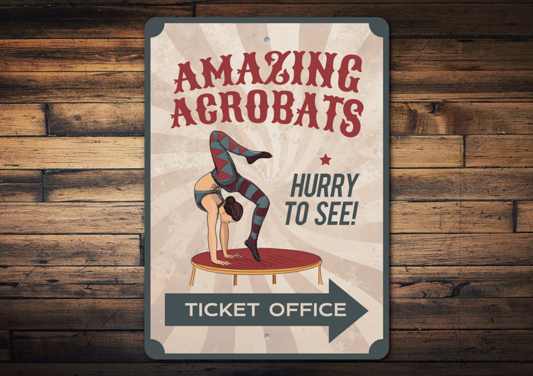 Amazing Acrobats Sign, Acrobatic Sign, Acrobats, Vintage Circus, Sign ...
