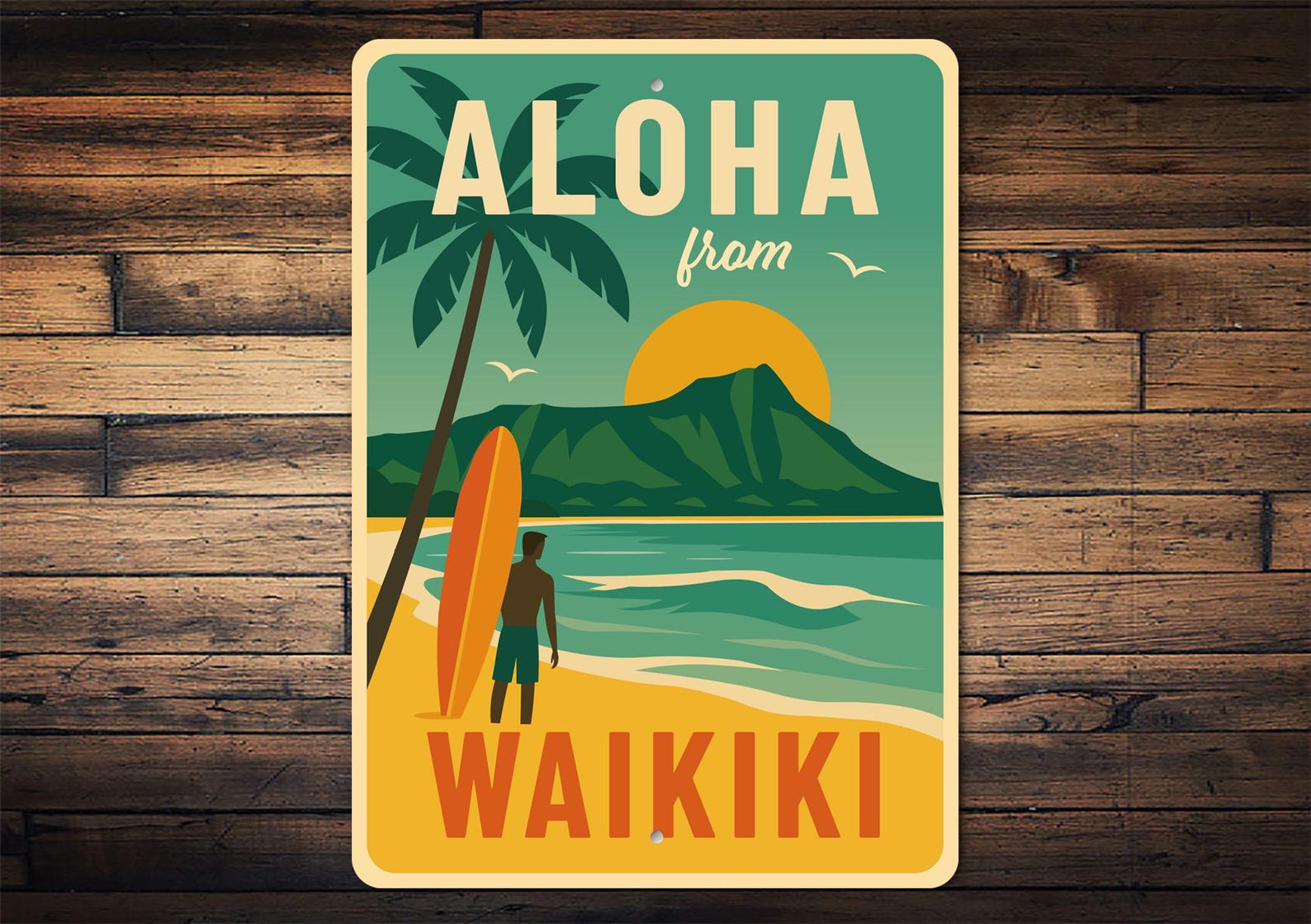 Aloha From Waikiki Sign, Hawaii Room Sign, Waikiki Wall Decor, Aloha ...