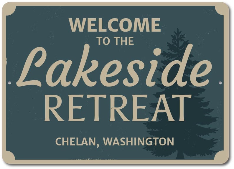 Welcome to the Lakeside Retreat Sign Custom Tree Lake Lover - Etsy