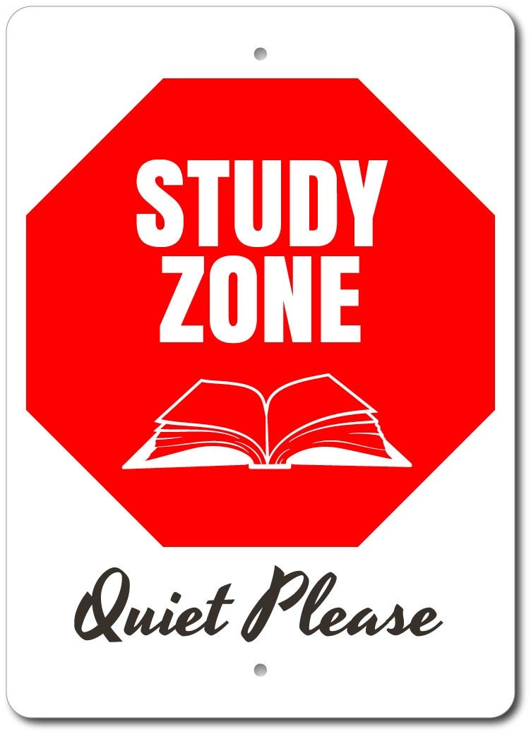 Study Zone Sign Quiet Please Sign Library Decor Book Lover | Etsy