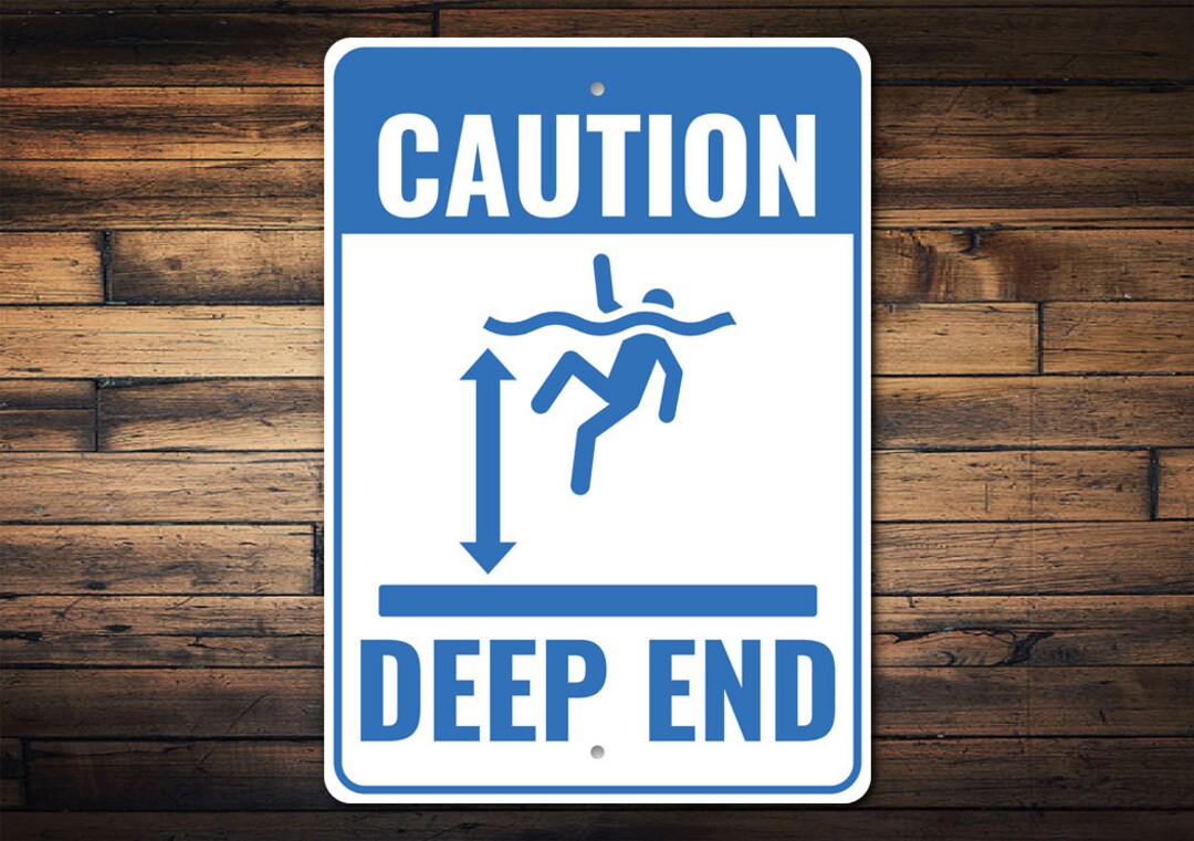 Pool Deep End Sign, Pool Area Sign, Gift for Pool, Pool Danger Sign ...