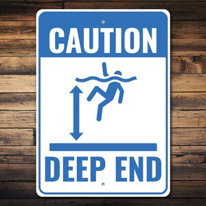 Pool Deep End Sign, Pool Area Sign, Gift for Pool, Pool Danger Sign ...