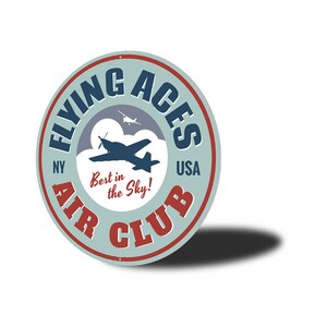 Flying Aces Sign, Air Club Sign, Aviation Clubs, Airplane Decor, Plane ...