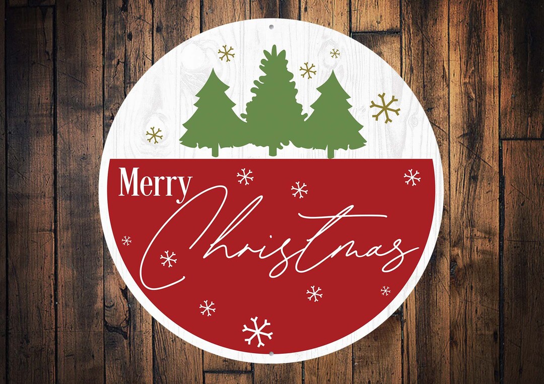 Merry Christmas Round Christmas Sign Door Hanger Christmas Decor