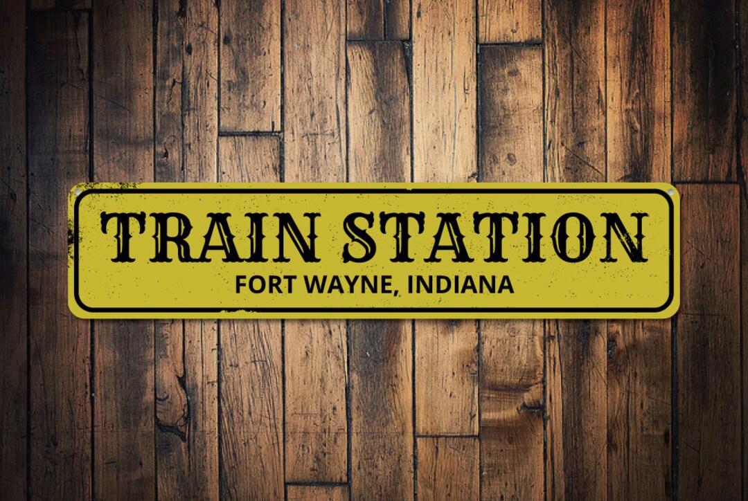 Train Station City State Sign, Personalized Man Cave Sign, Custom Train ...