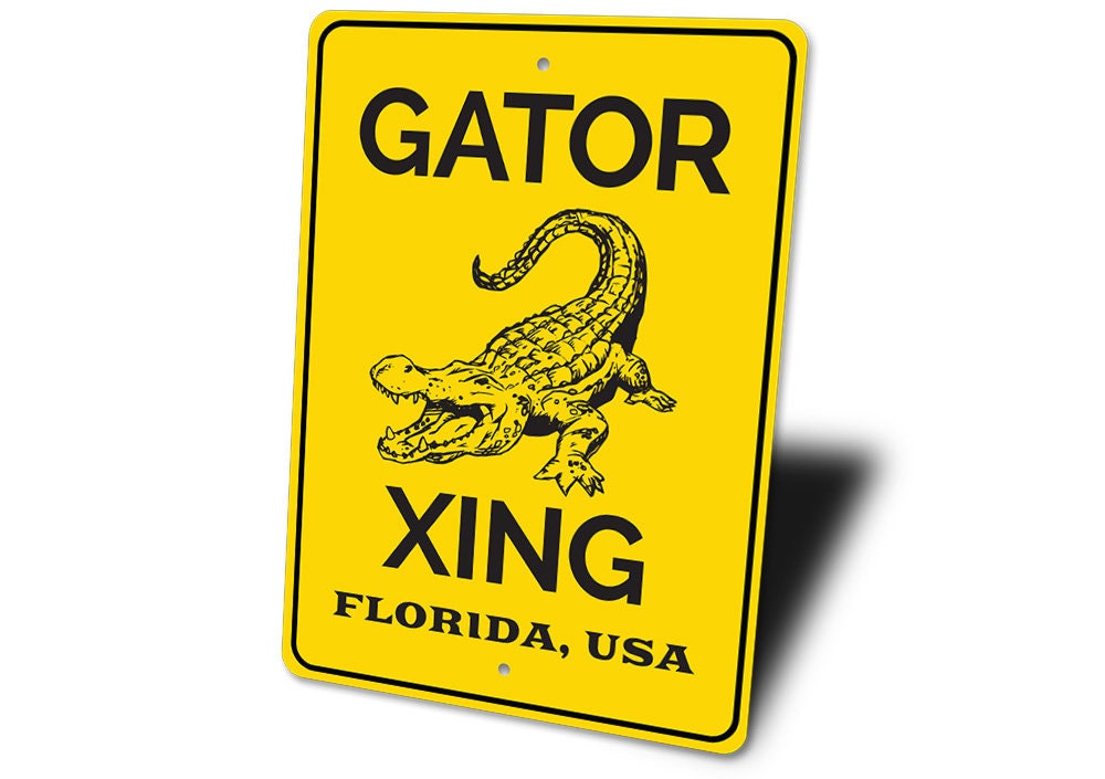 Gator Xing Gator Crossing Gator Sign Alligator Waters - Etsy