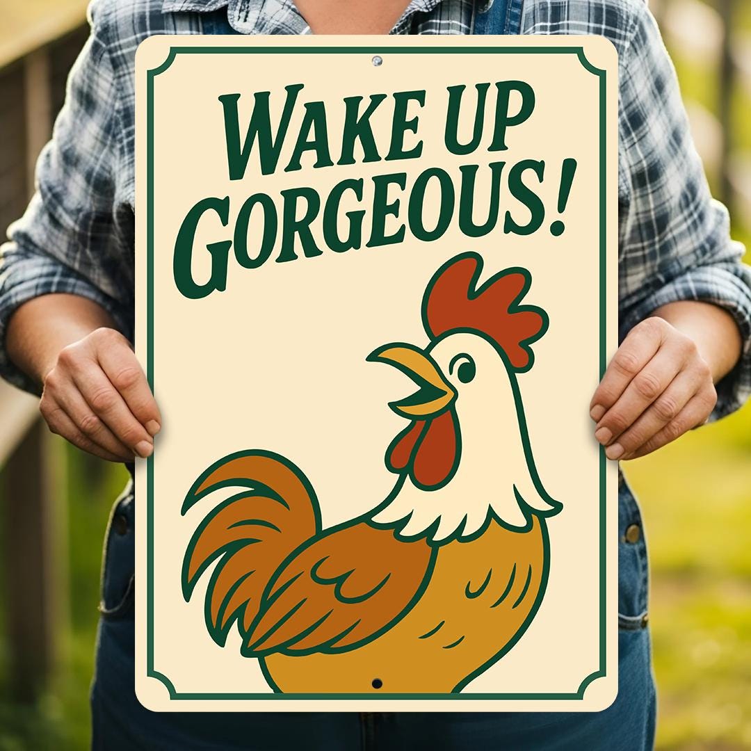 Wake up Gorgeous Sign, Funny Rooster Decor, Chicken Lover Gift, Cute ...