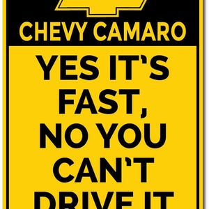 Fast Car Sign, Chevy Camaro Sign, Chevy Logo Sign, Camaro Lover Gift ...