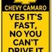 Fast Car Sign, Chevy Camaro Sign, Chevy Logo Sign, Camaro Lover Gift ...
