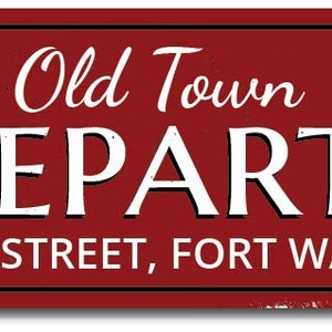 Old Town Fire Department Sign, Custom Street City Location Firehouse ...