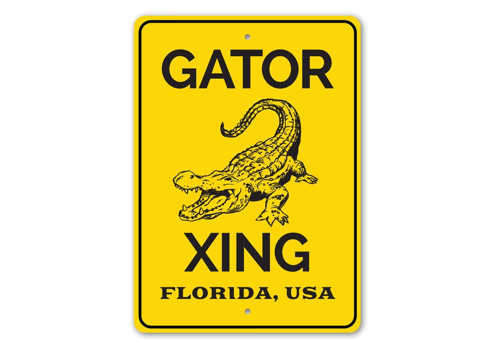 Gator Xing Gator Crossing Gator Sign Alligator Waters - Etsy