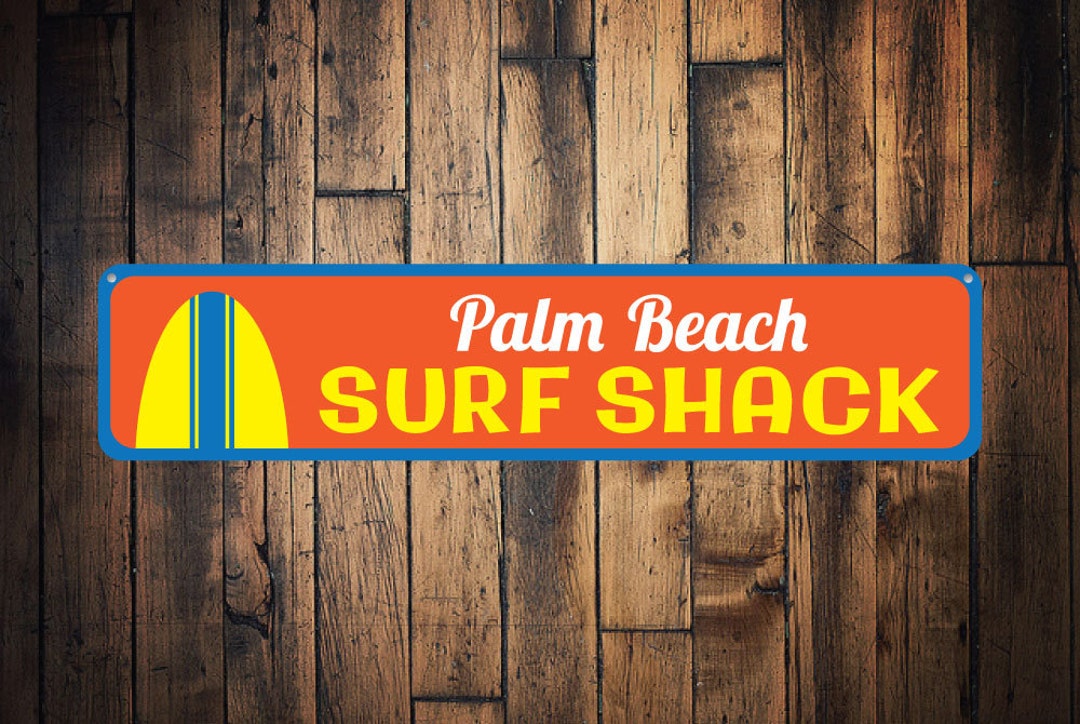 Surfboard Surf Shack Sign, Personalized Kid Name Bedroom Sign, Custom ...