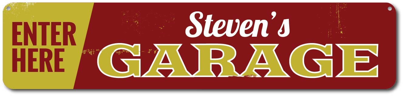 Garage Enter Here Sign, Personalized Mechanic Name Man Cave Sign, Metal ...