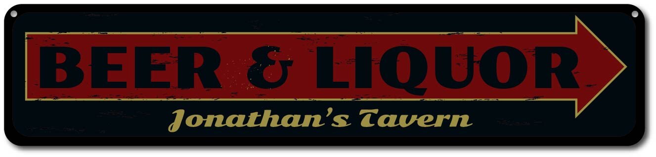 Beer & Liquor Sign Bar Arrow Sign Custom Tavern Name Sign | Etsy