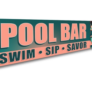 Pool Bar Sign, Retro Pool Bar Sign, Custom Pool Gift, Pool Bar Open ...