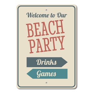 Beach Party Decor, Beach Party Sign, Beach Arrow Sign, Welcome Beach ...