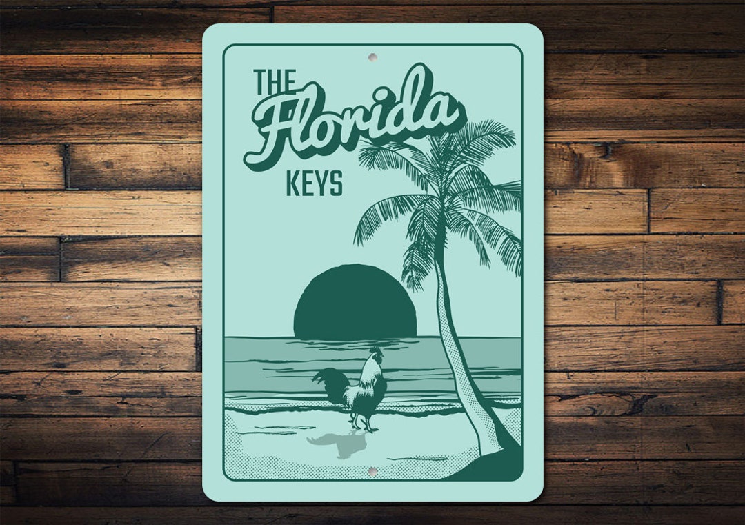 The Florida Keys Sign, Retro Style Wall Decor, Coastal Decor, Beach ...