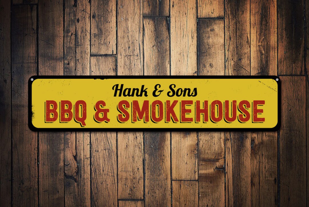 BBQ & Smokehouse Sign, Personalized Chef Smoker Cook Name Kitchen Sign ...