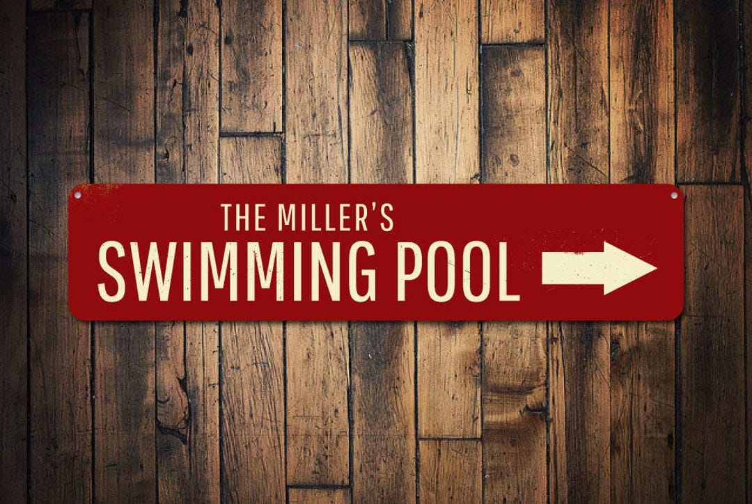 Swimming Pool Arrow Sign, Personalized Family Name Sign, Custom Summer ...