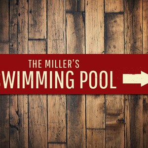 Swimming Pool Arrow Sign, Personalized Family Name Sign, Custom Summer ...
