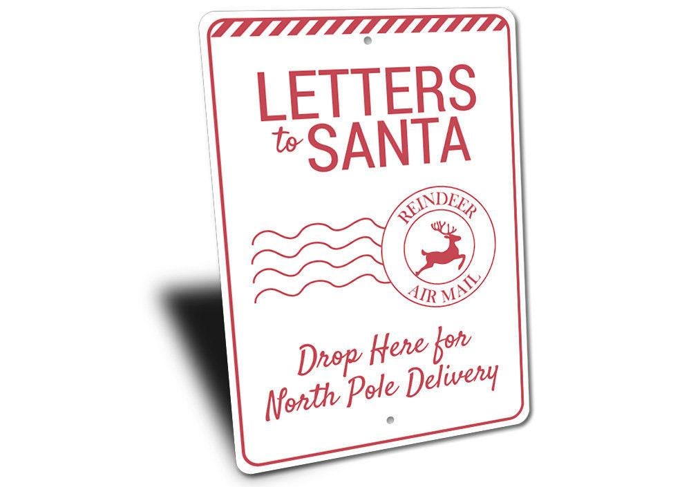 Letters to Santa Drop Box Sign, Quality North Pole Sign, Santa Letters ...