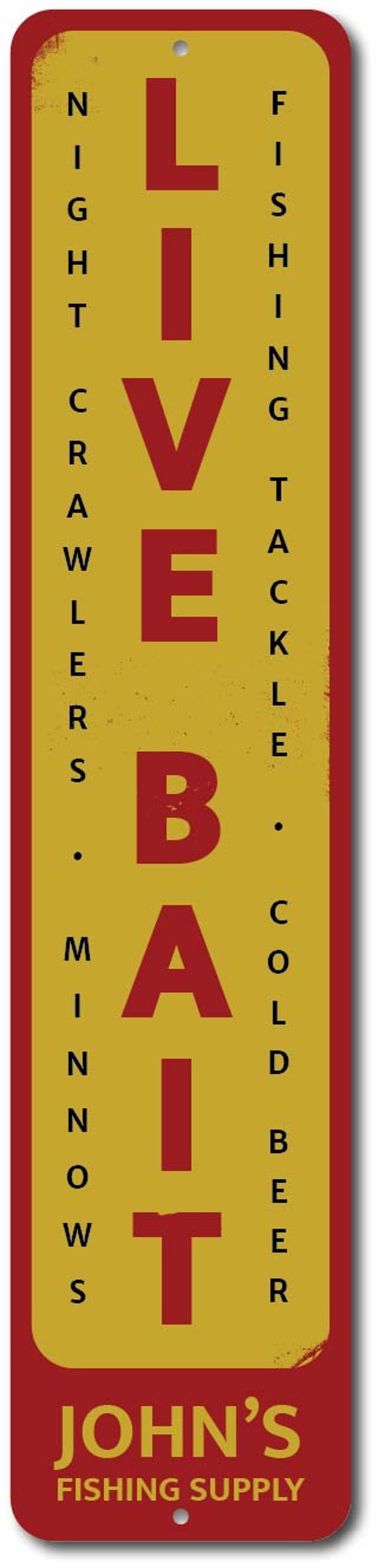 Live Bait Sign Personalized Vertical Fishing Supply Sign | Etsy