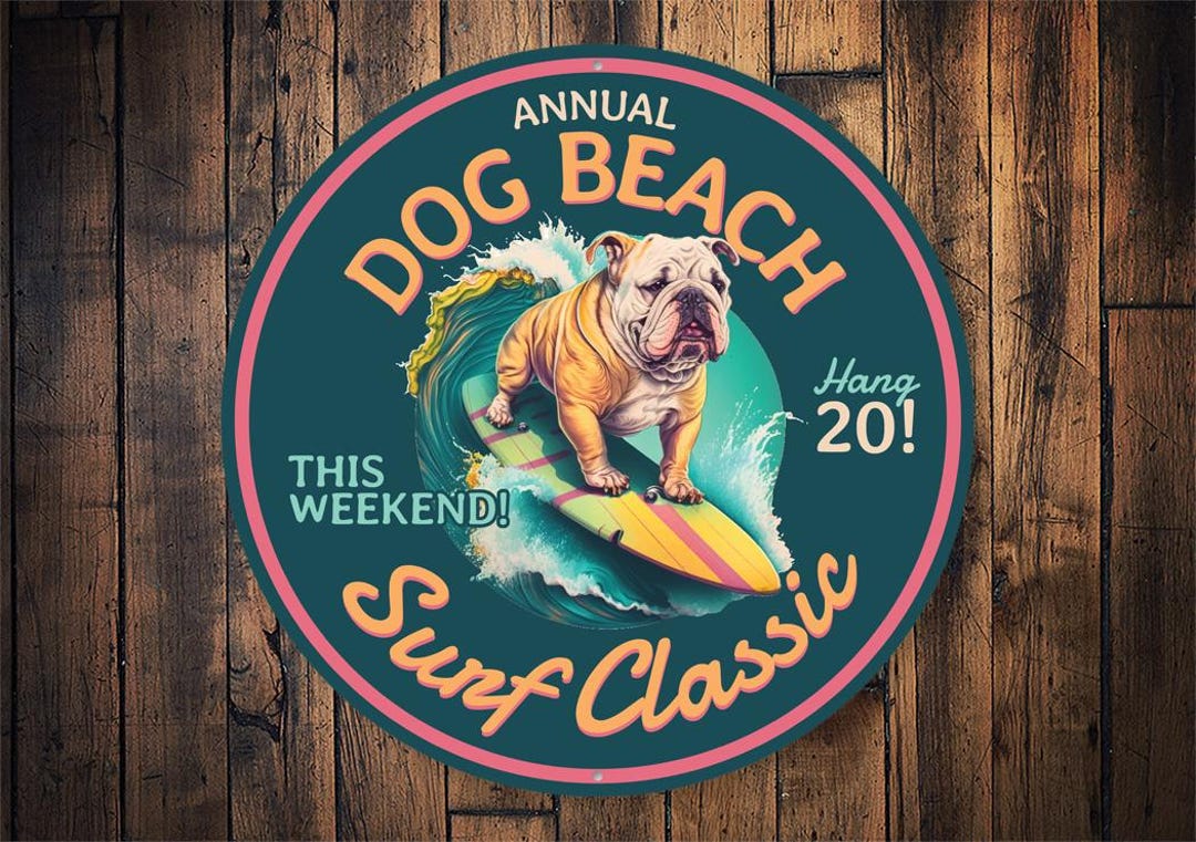 Annual Dog Beach Surf Classic Sign, Dog Surfing Event Decor, Surfing ...