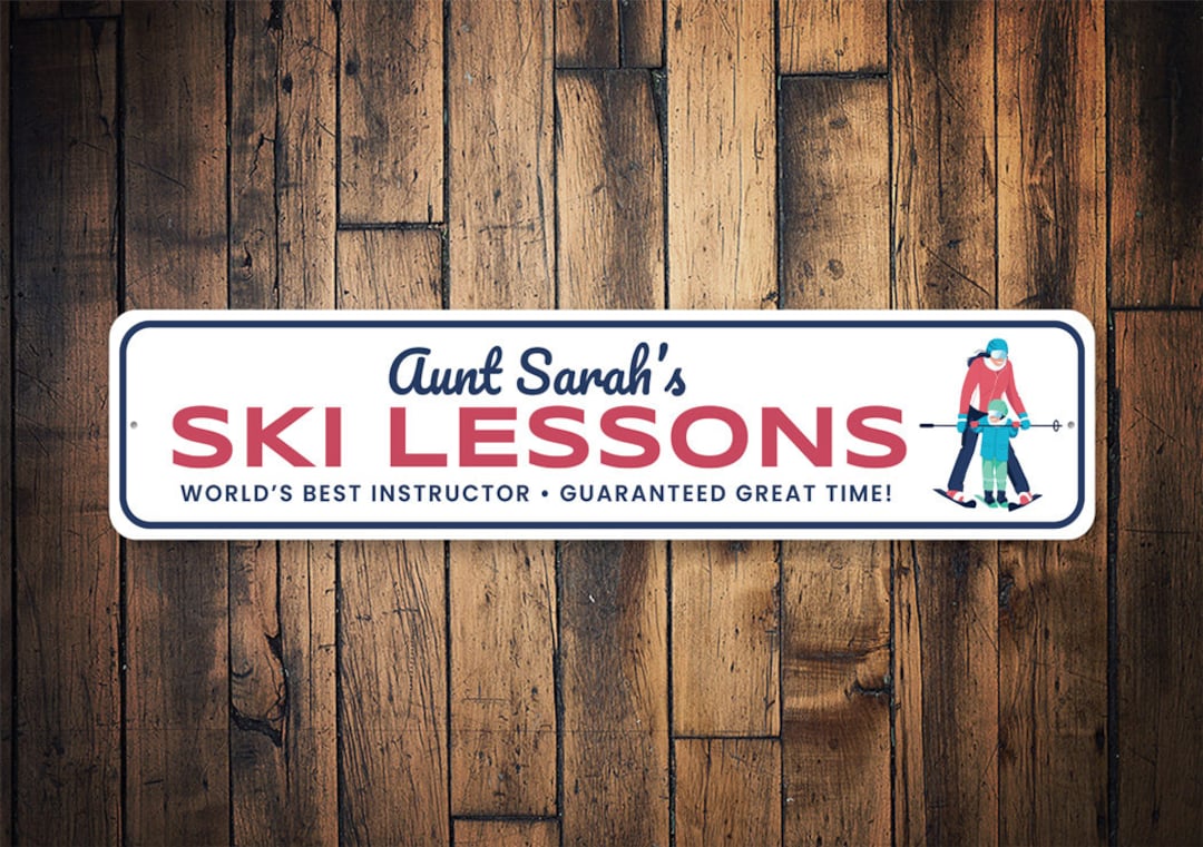 Ski Lessons Sign, Personalized Sign, Ski Instructor Sign, Ski ...