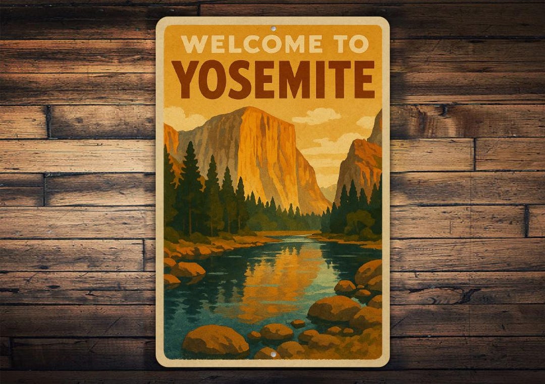 Welcome to Yosemite Metal Sign – Retro National Park Wall Art, Valley ...