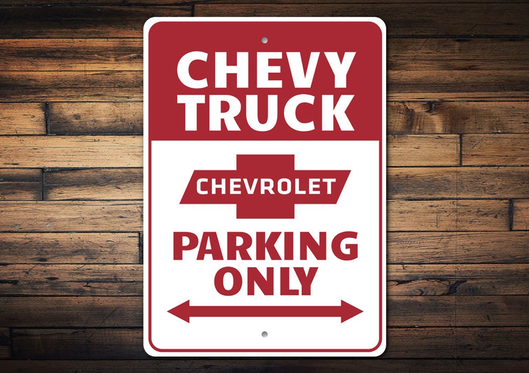 Chevy Truck Parking, Chevy Parking, Garage Sign, Chevy Hangout, Garage ...