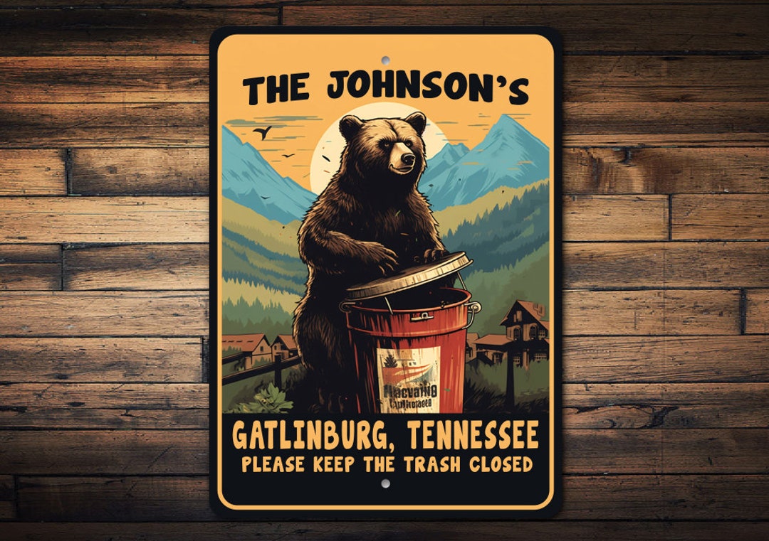 Funny Bear Sign, Trash Can Sign, Custom Bear Gift, Bear Getting in ...