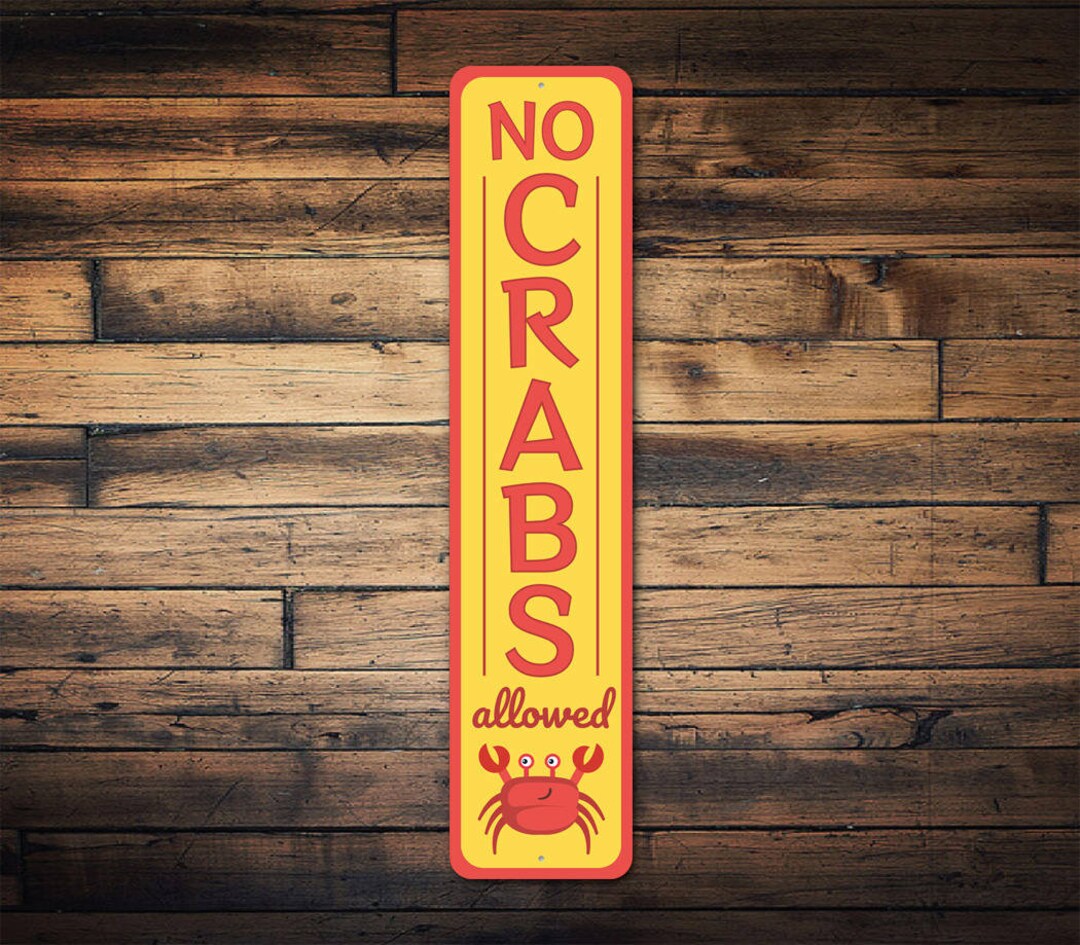 No Crabs Sign, Funny Crab Decor, Crab Beach Decor, Funny Beach House ...