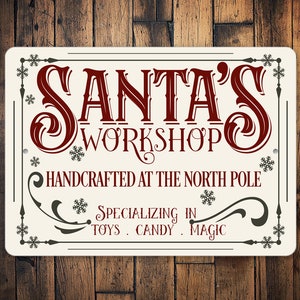 Santa's Workshop Sign, Christmas Workshop, Christmas Santa Sign, Santa ...