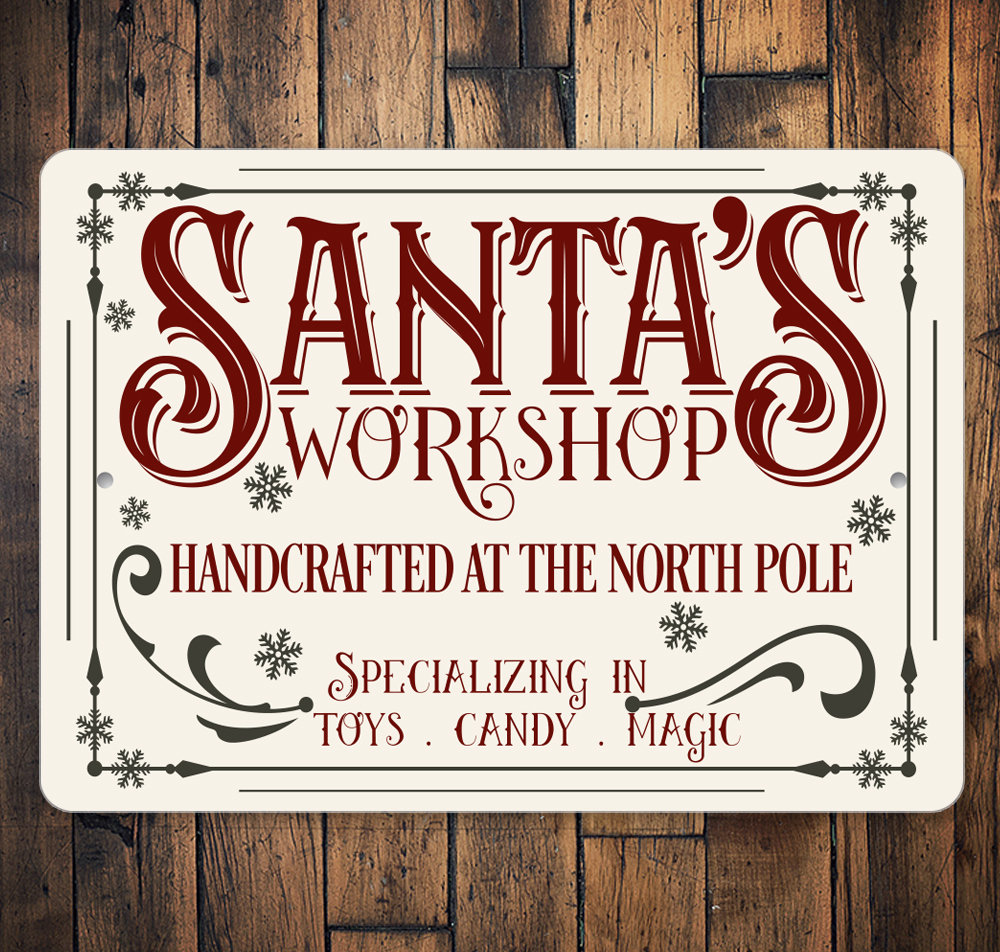 Santa's Workshop Sign Christmas Workshop Christmas Santa - Etsy