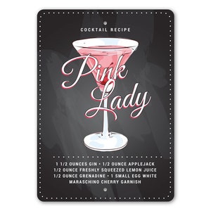 Pink Lady Drink Sign, Pink Lady Drink, Drinking Bar Gift, Bar Drink ...