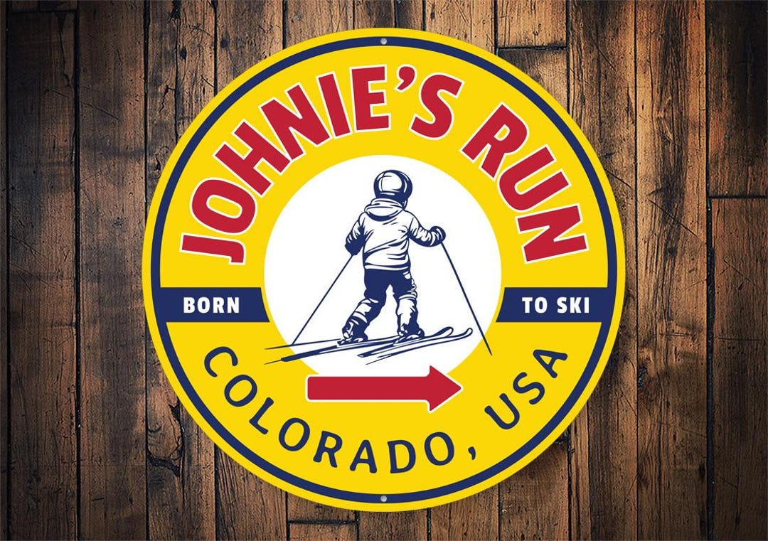 Custom Name Ski Sign, Directional Sign, Colorado Ski Decor, Kid Skiing ...