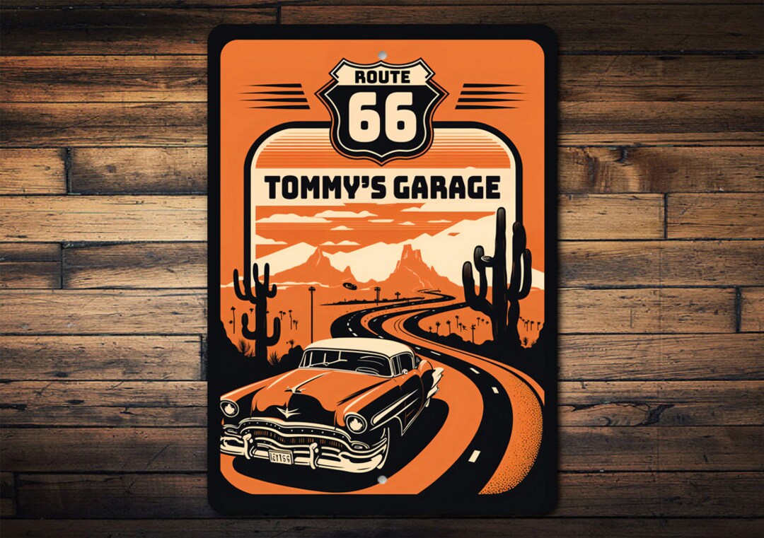 Custom Garage Sign, Vintage Route 66 Sign, Route 66 Memorabilia, Retro ...