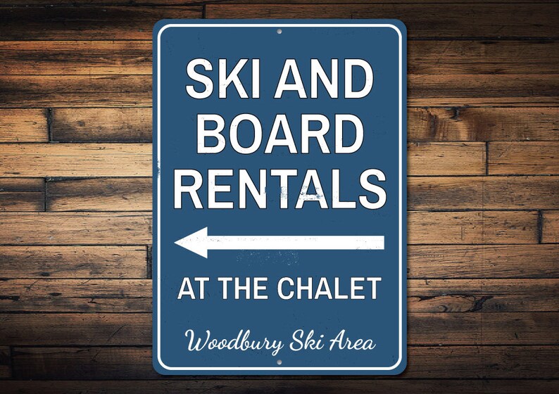 Ski & Board Rentals at Chalet Arrow Sign Personalized Ski | Etsy