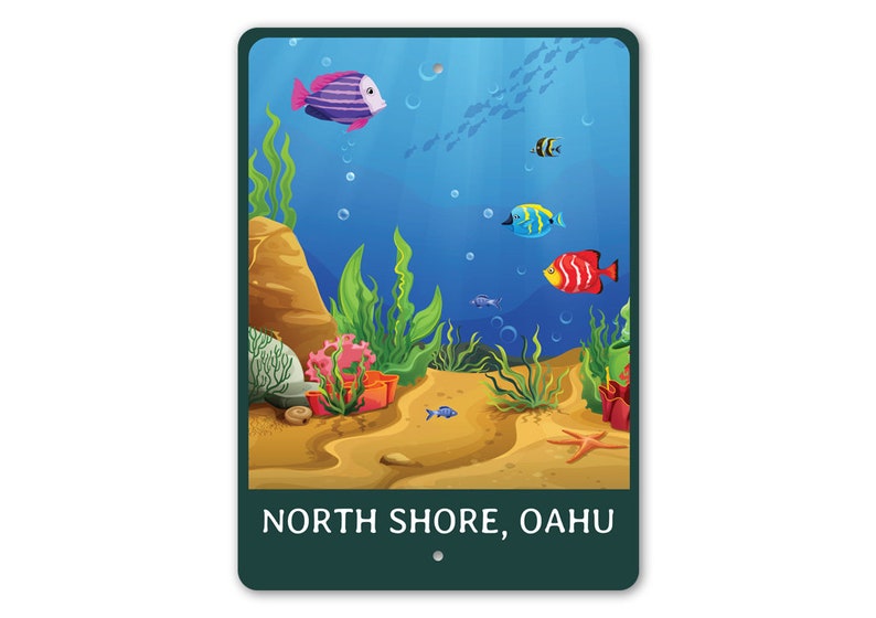 North Shore Oahu Sign Custom Beach Sign Marine Life Beach - Etsy