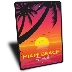 Miami Beach Sign, Custom Beach Sign, Florida Decor, Miami Sunset, Miami ...