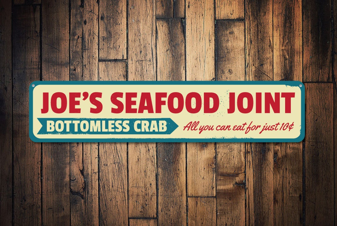 Seafood Joint Sign, Crab Sign, Personalized Kitchen Sign, Custom Beach ...