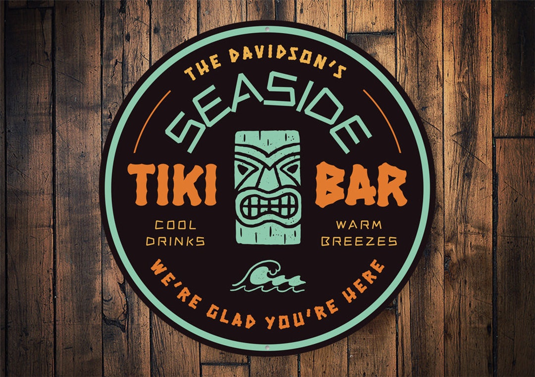 Seaside Tiki Bar, Tiki Bar Sign, Tiki Bar Decor, Decor for Bars ...