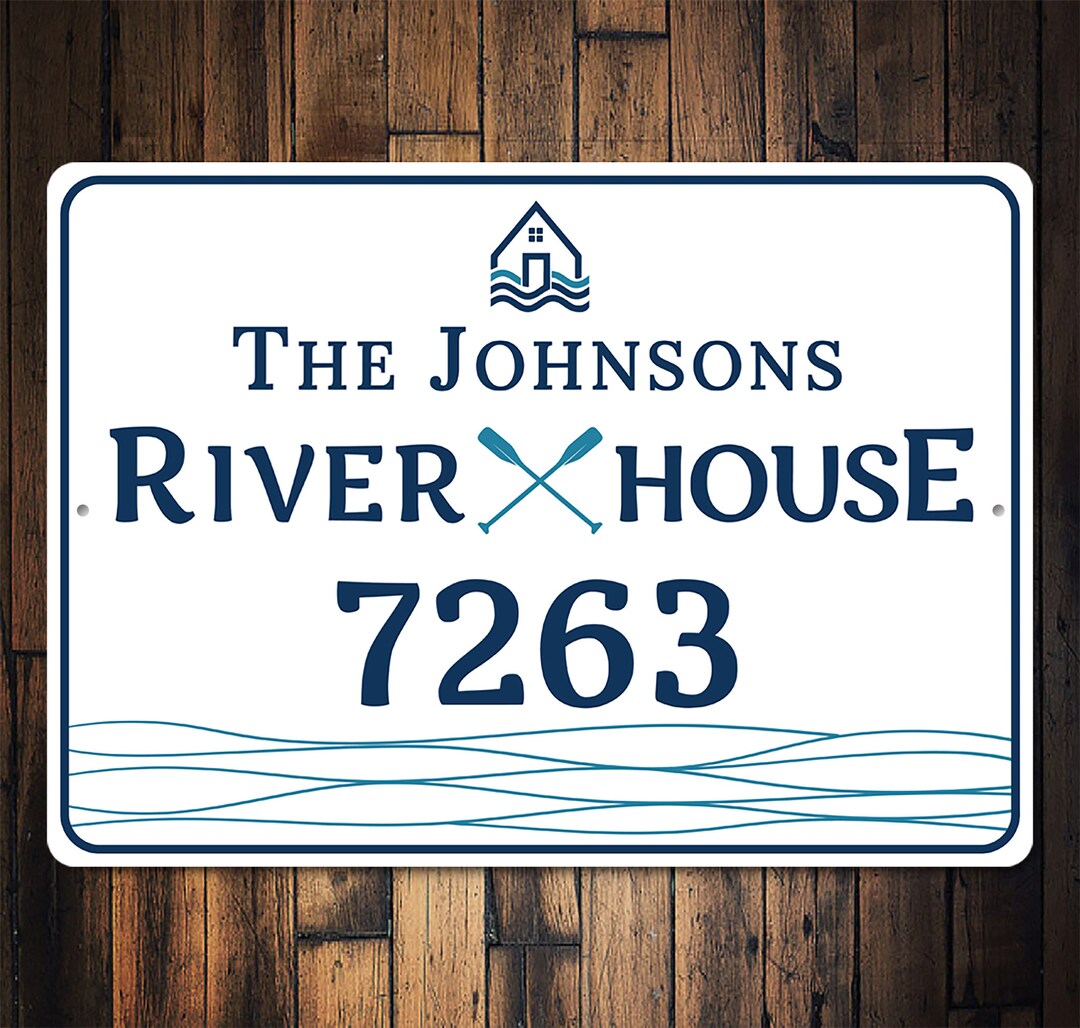 River House Number Sign, Custom Family Sign, House Address Sign, House ...