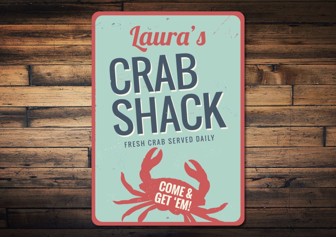 Crab Come & Get 'em Sign, Custom Crab Shack Seafood Lover Gift ...