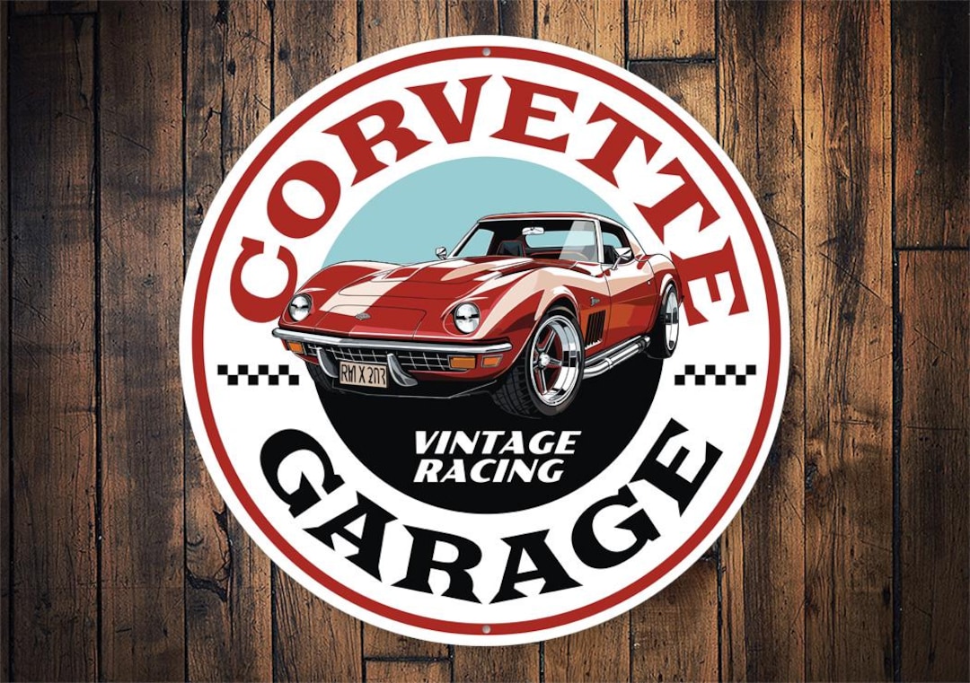 Corvette Garage Sign, Vintage Racing Decor, Corvette Lover Gift ...