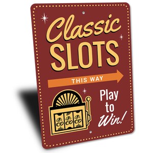 Classic Slots Sign, Gambling Slot Decor, Gambling Gift Decor, Metal ...