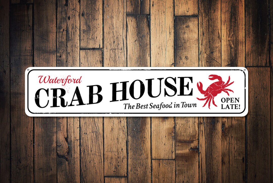 Crab House Sign, Personalized Best Seafood in Town Open Late Sign ...
