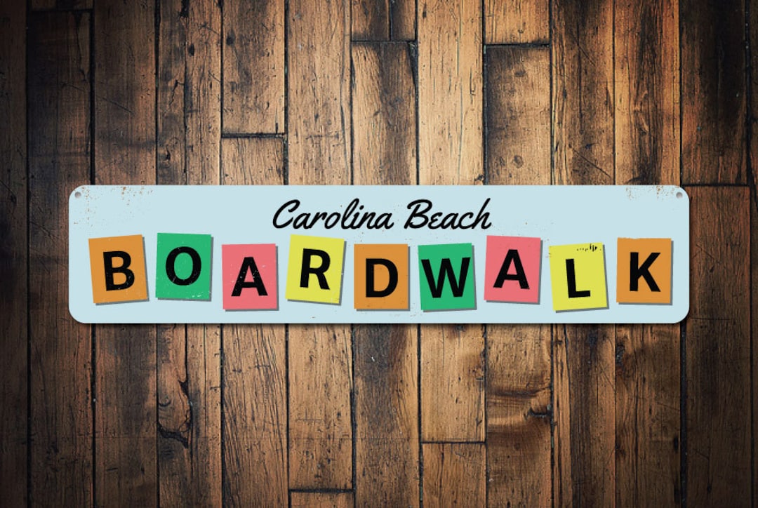 Boardwalk Sign, Personalized Location Beach House Sign, Custom Colorful ...